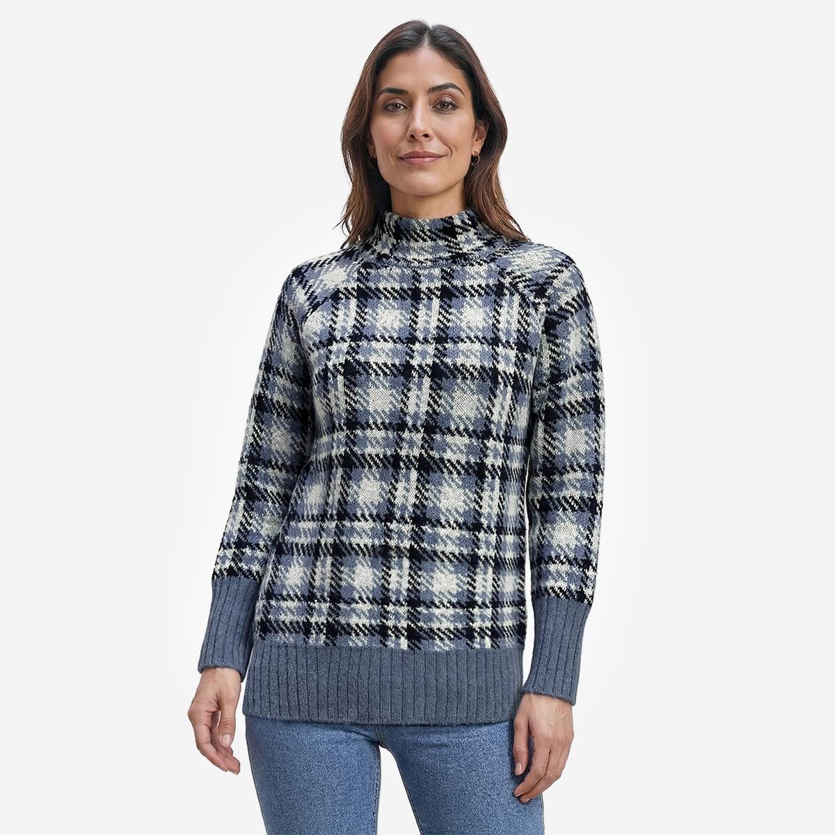 Click here for Womens Inner Circle Plaid Houndstooth Mock Neck Sw... prices